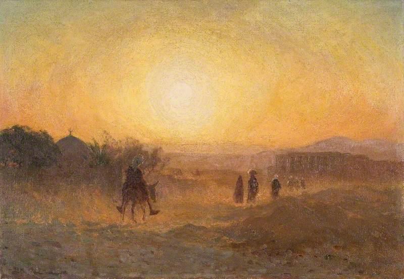 Reproduções De Belas Artes Homem em um burro com Sunset, 1909 por Brian ...
