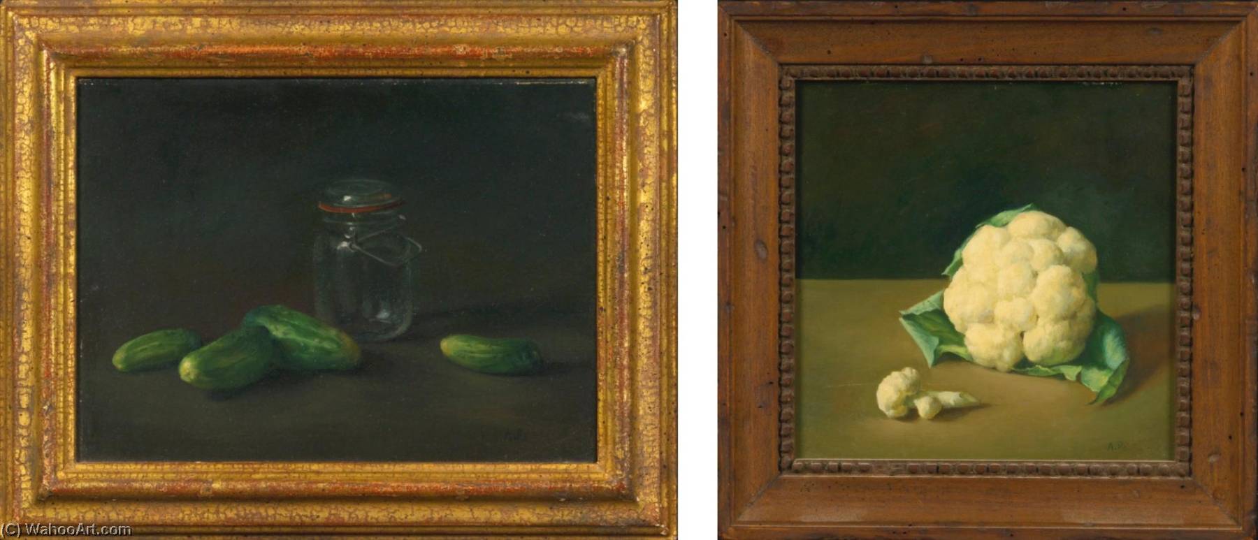 Obter Gravura De Qualidade De Museu Cauliflower e Gherkins e vidro Jar ...